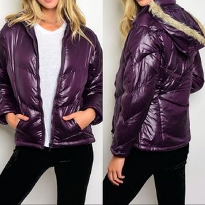 Jackets & Coats | Purple Hooded Puffer Jacket | Poshmark